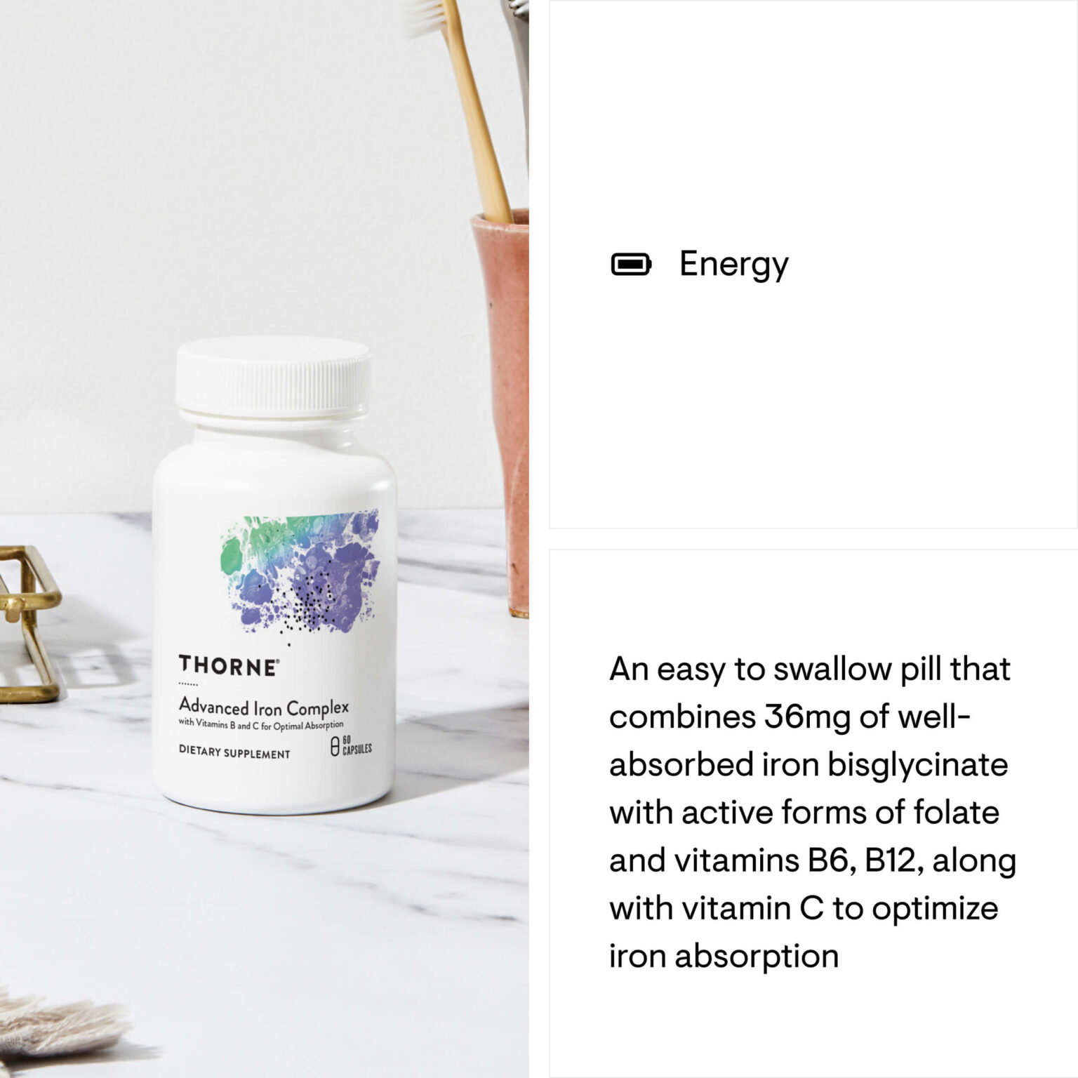 Thorne Iron Bisglycinate Complex – Gentle, Effective Iron Support